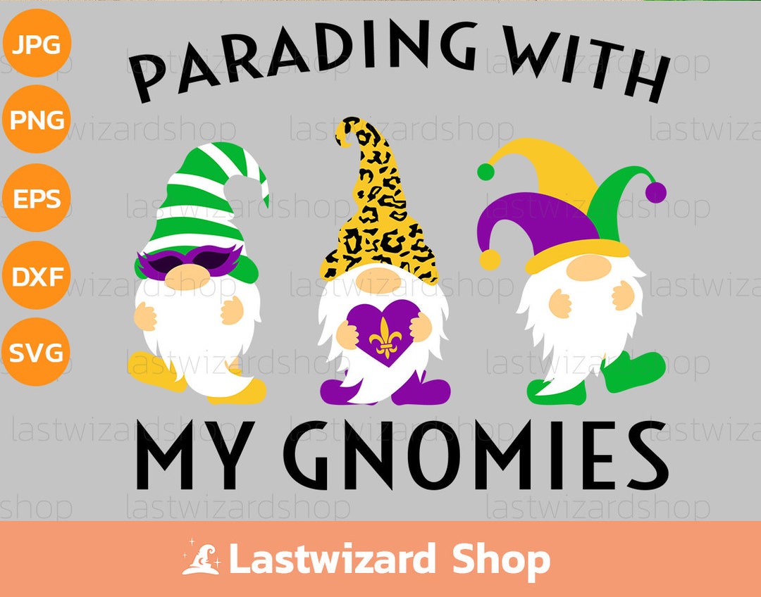 Mardi Gras Gnomes Svg, Parading With My Gnomies Svg, Kids Mardi Gras ...