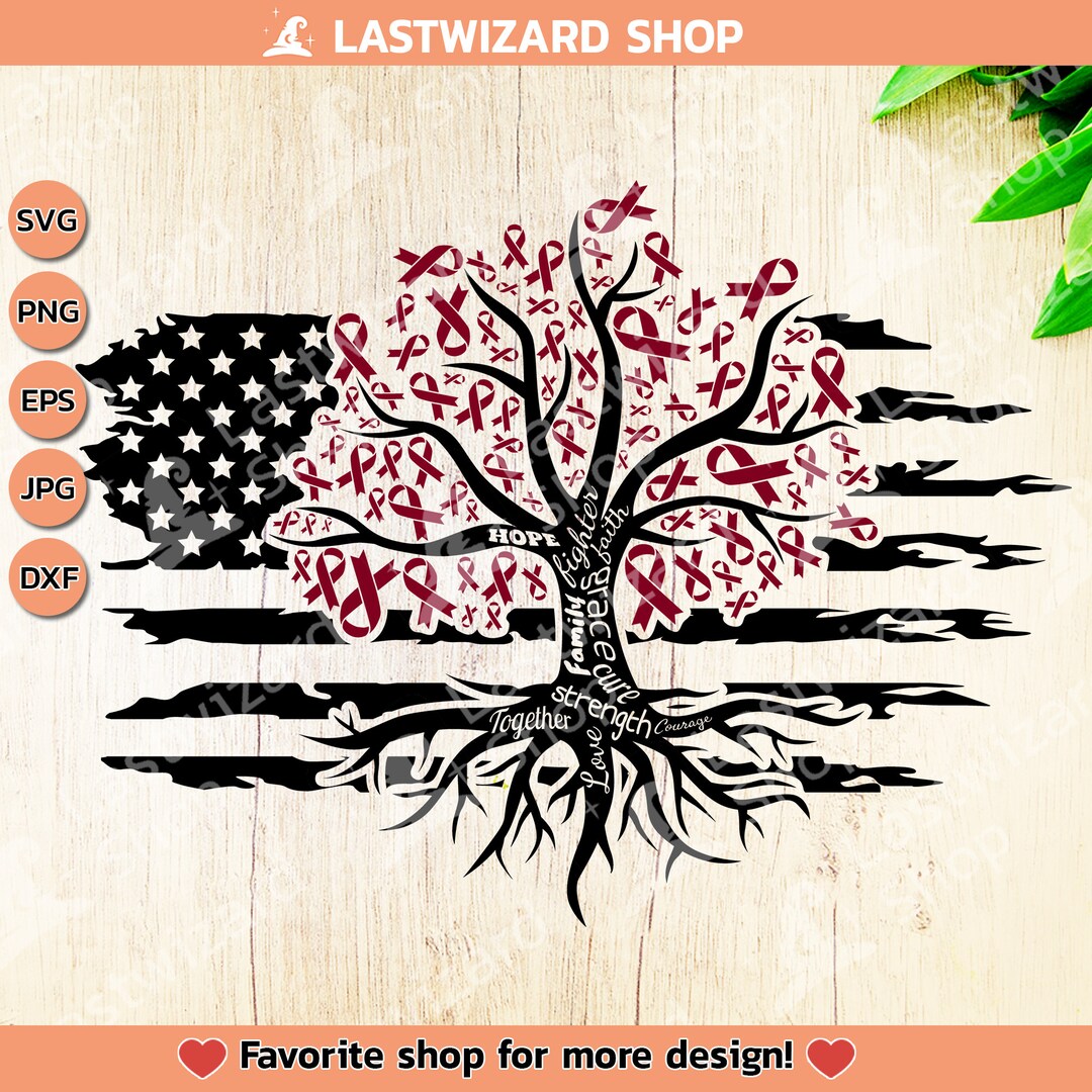 Multiple Myeloma Tree Usa Flag Svg, Bone Marrow Cancer Awareness ...