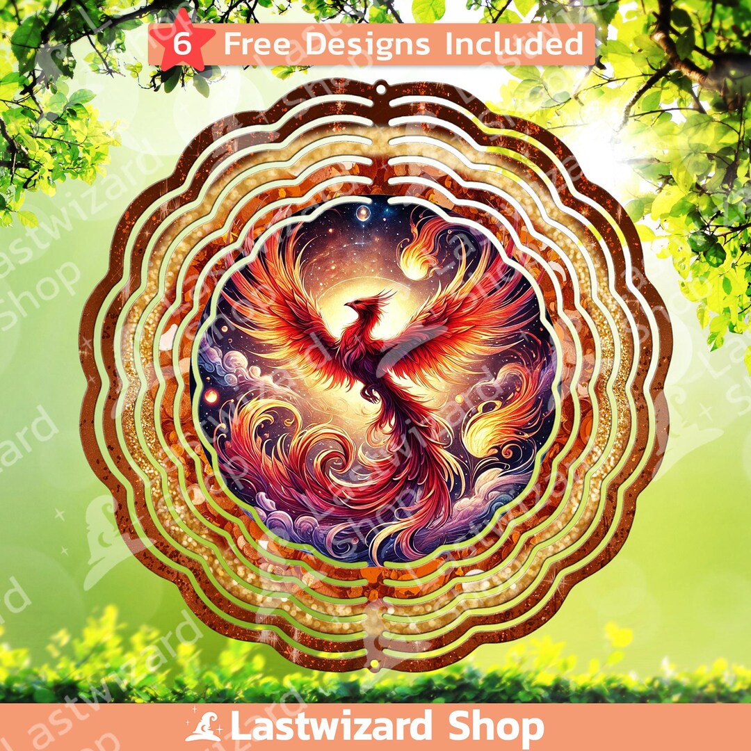 Phoenix With Fire Wind Spinner PNG, Rising Bird Wind Spinner ...