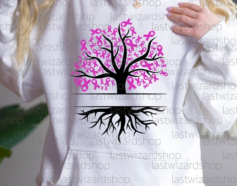 Breast Cancer Tree Monogram Svg Cancer Awareness Svg Pink - Etsy
