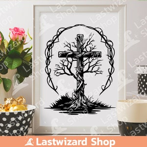 Cross Tree With Chain Svg, Jesus Svg, Gothic Svg, Religious for T Shirt ...