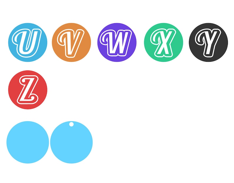 Alphabet Round Keychain Svg English Alphabet Keyring - Etsy