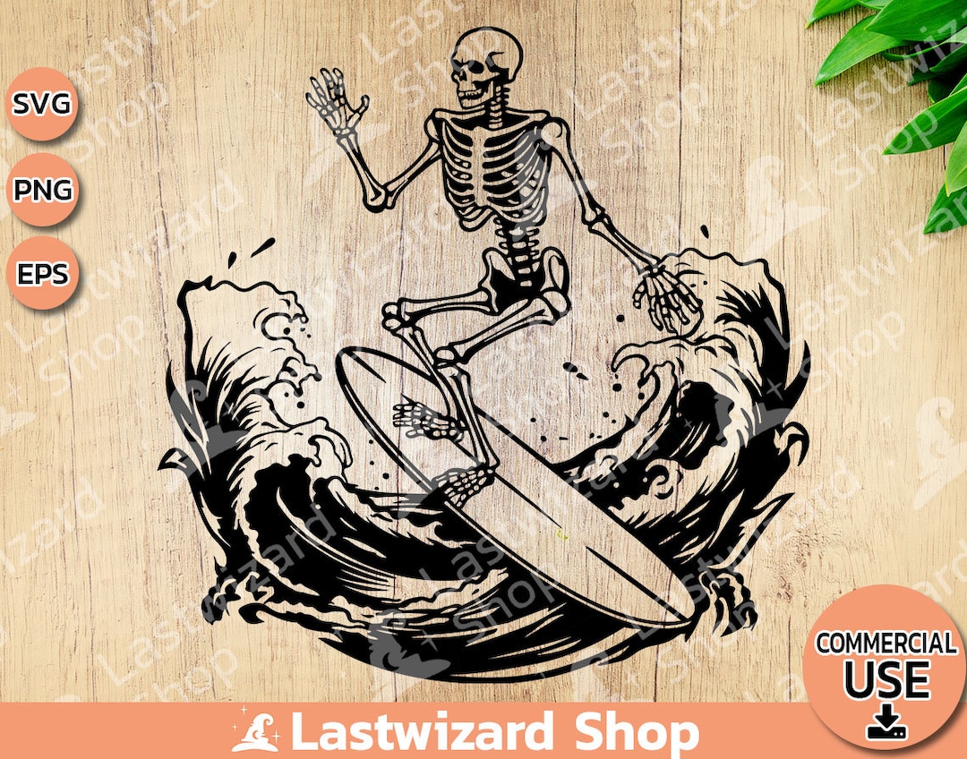 Surfing Skeleton Ocean Waves Svg, Summer Surfboard T Shirt ...