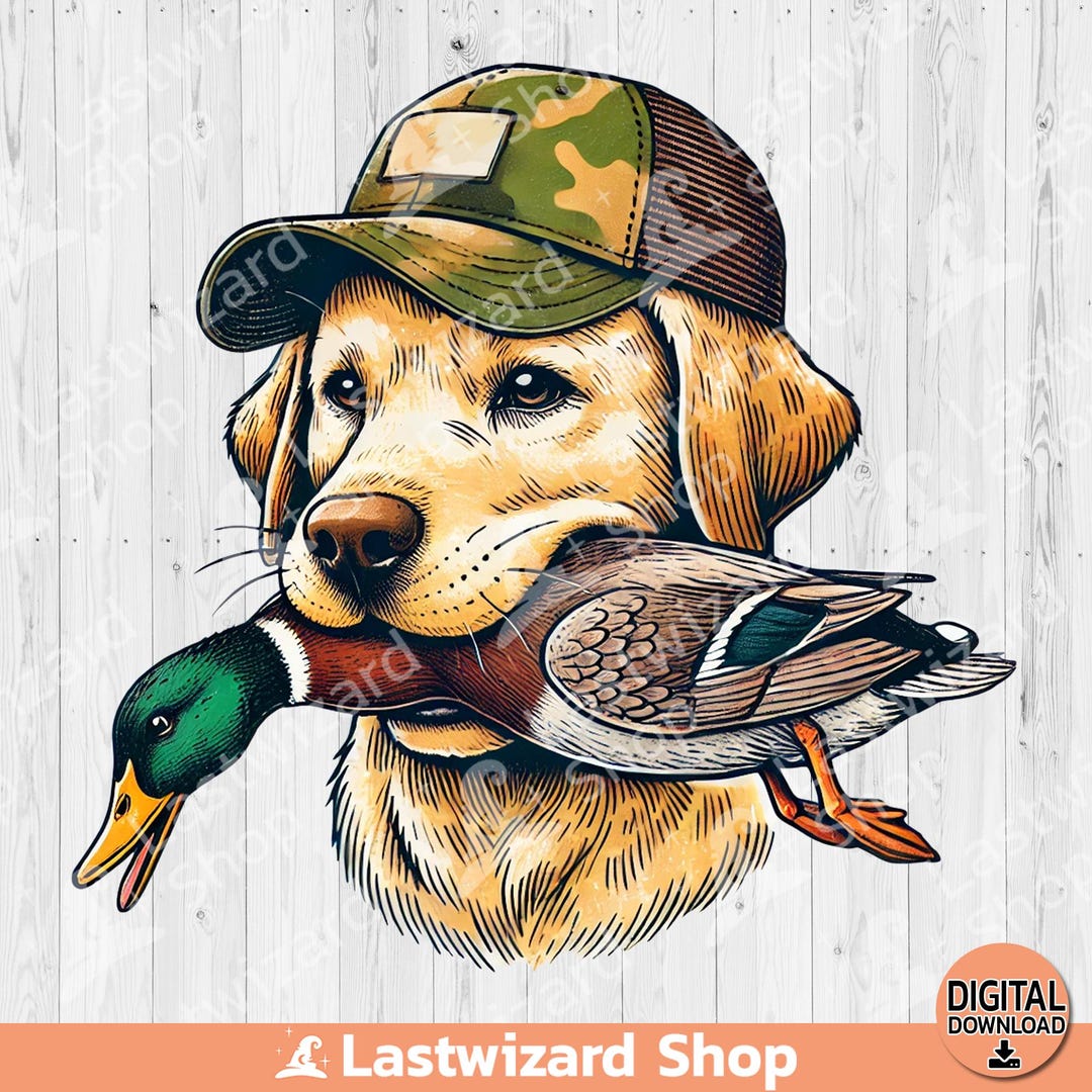 Labrador Duck Hunting PNG: Camo Hat Sublimation Design (digital ...