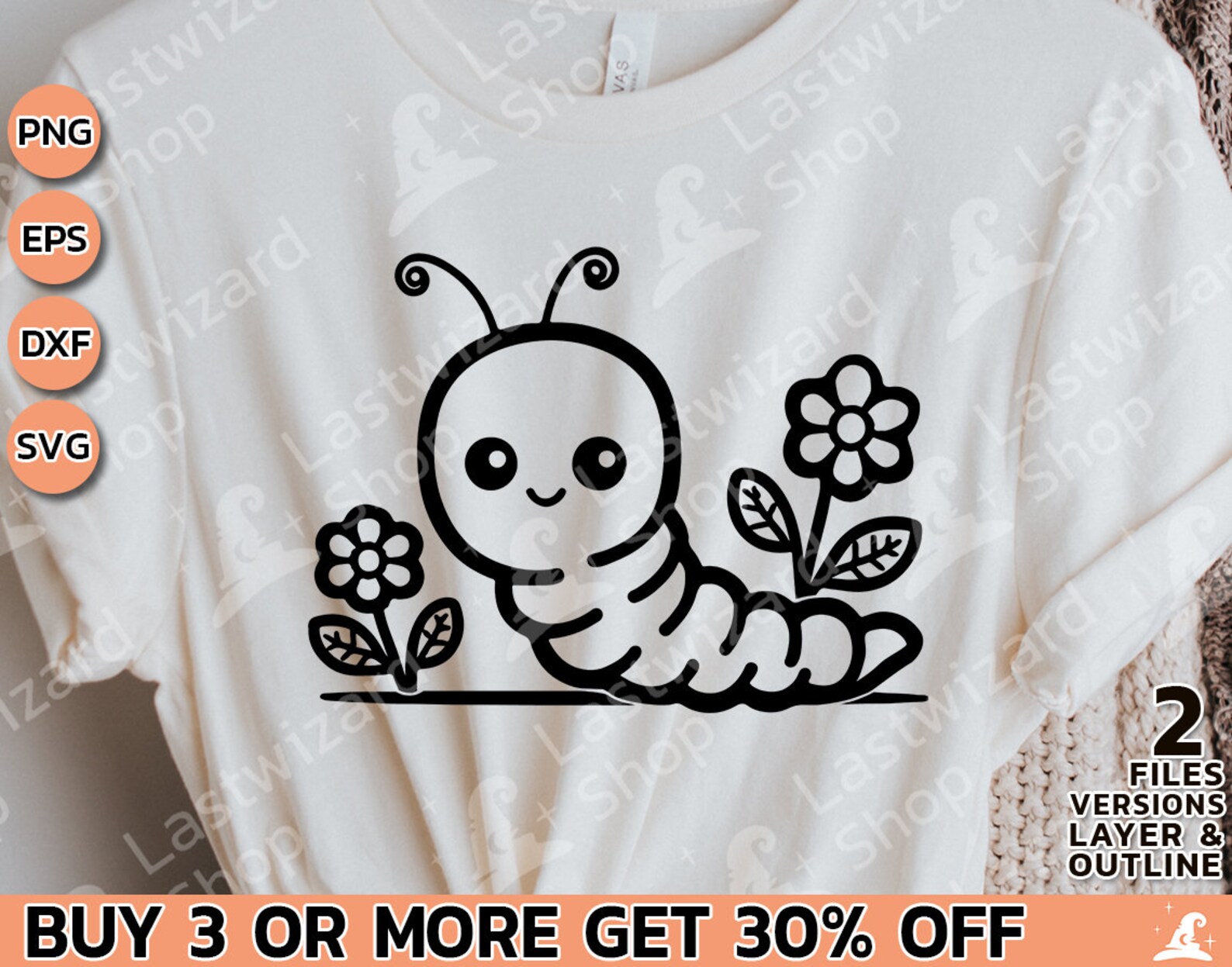 Caterpillar With Flower Svg Worm Svg Earthworm Spring - Etsy UK