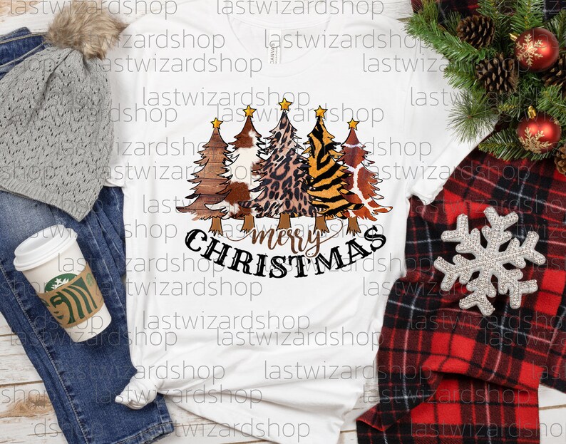 Cheetah Christmas Trees Png Cow Skin Christmas Trees Png - Etsy