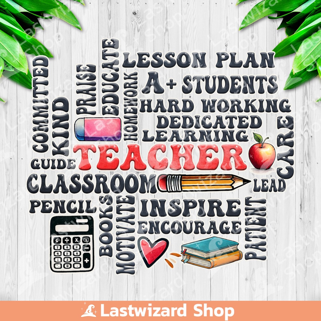 Teacher Word Art Png, Teacher Sublimation Design, Teaching Clipart ...