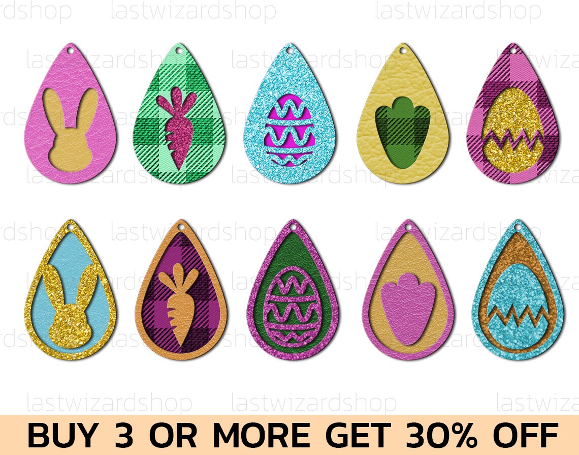 Easter Earrings Svg Bundle Faux Leather Earring Easter Egg - Etsy