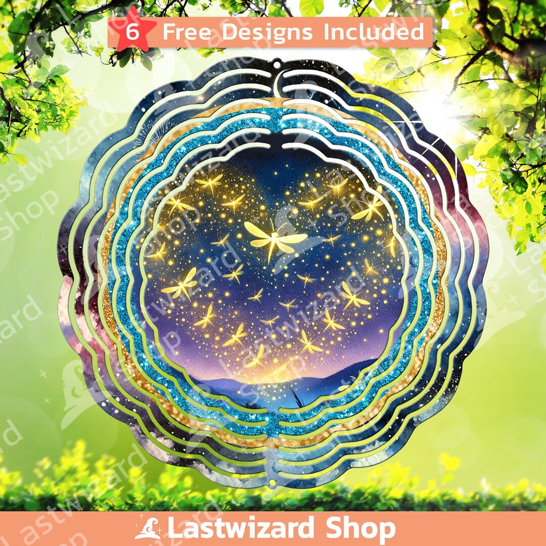 Fireflies Wind Spinner PNG: Summer Night Sublimation Design (digital ...