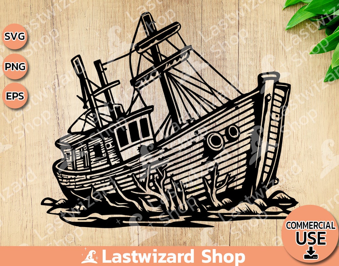 Wood Fishing Ship Wreck Svg, Underwater Archaeology Svg Png, Ghost Ship ...