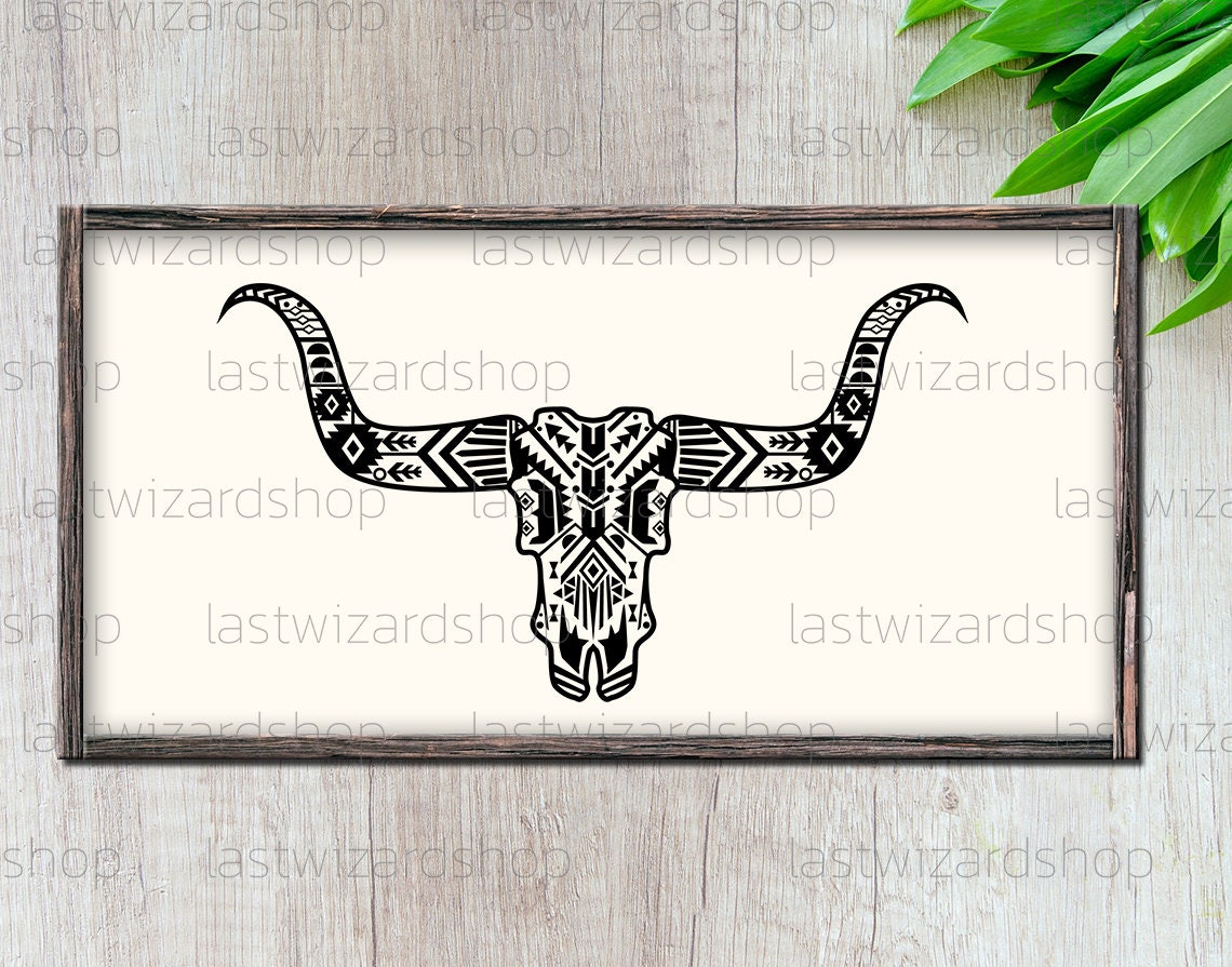 Cow Skull With Aztec Pattern Svg Farm Svg Animal Svg Bull | Etsy