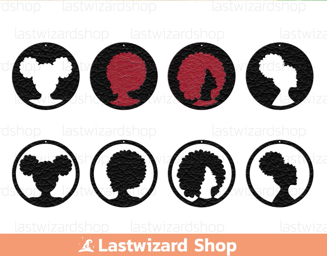 Afro African American Earrings Svg, African Woman Faux Leather Earrings ...