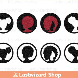 Afro African American Earrings Svg, African Woman Faux Leather Earrings ...