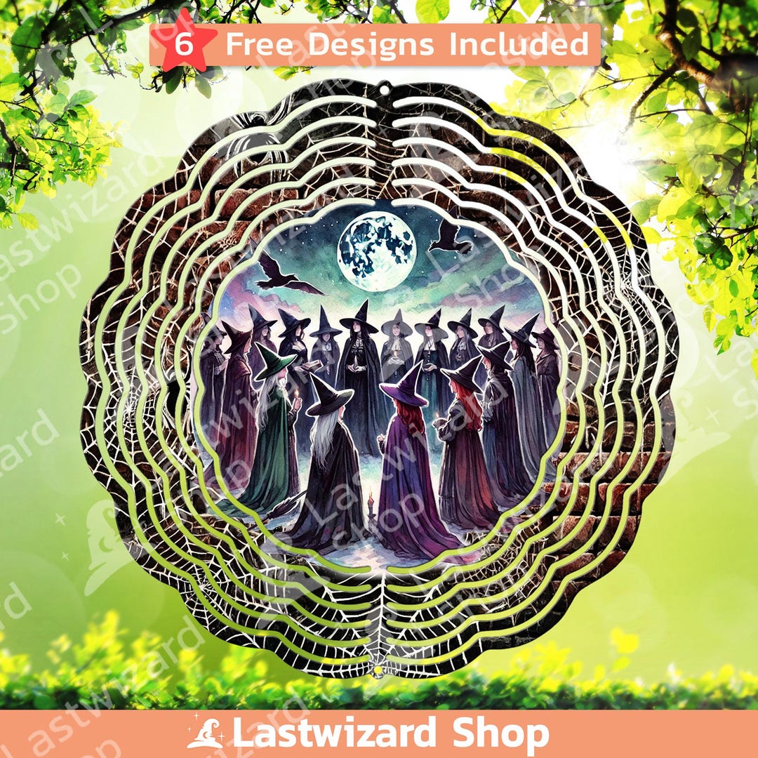Salem Witches Party Wind Spinner PNG, Spooky Halloween Wind Spinner ...