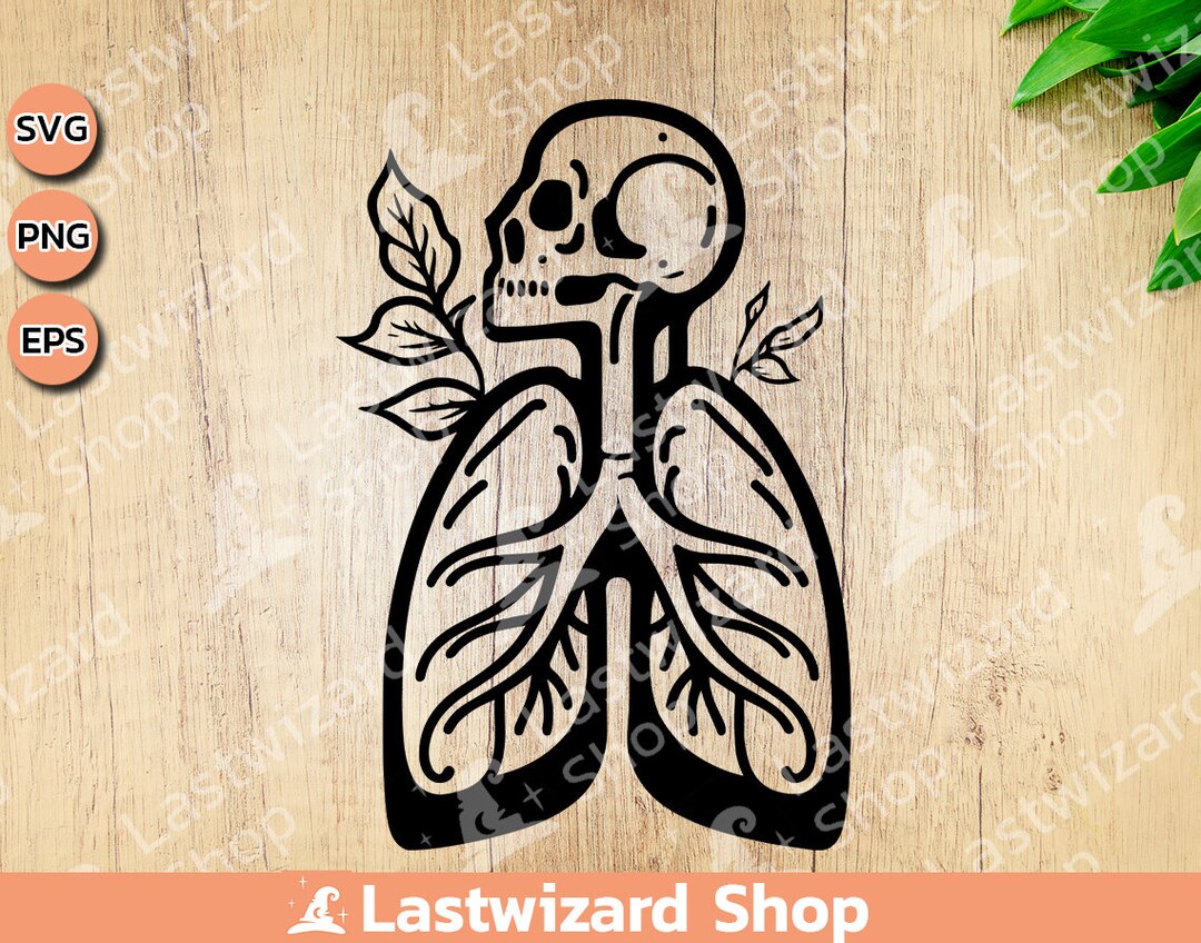 Skull With Lung Svg, Smoking Human Lung Svg, Lung Cancer Awareness ...