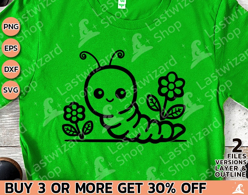 Caterpillar With Flower Svg Worm Svg Earthworm Spring - Etsy UK