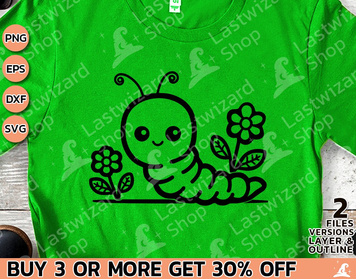 Caterpillar With Flower Svg Worm Svg Earthworm Spring - Etsy UK