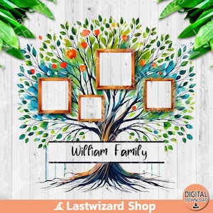 Family Tree With 4 Photo Frame PNG, 4 Member Frame Tree Sublimation ...