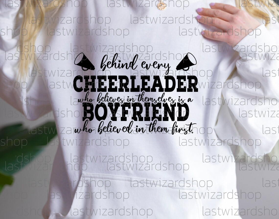 Proud Cheerleader Boyfriend SVG PNG, Varsity Style Cheer Bow Design for ...