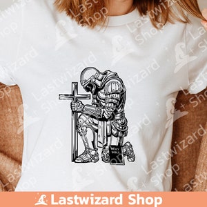 Praying Knight With Cross SVG, Armor of God Christian Warrior PNG ...