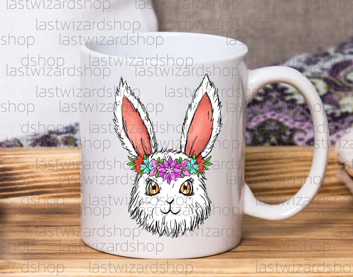 Floral Bunny Png Hand Drawn Design Rabbit With Flower Png | Etsy