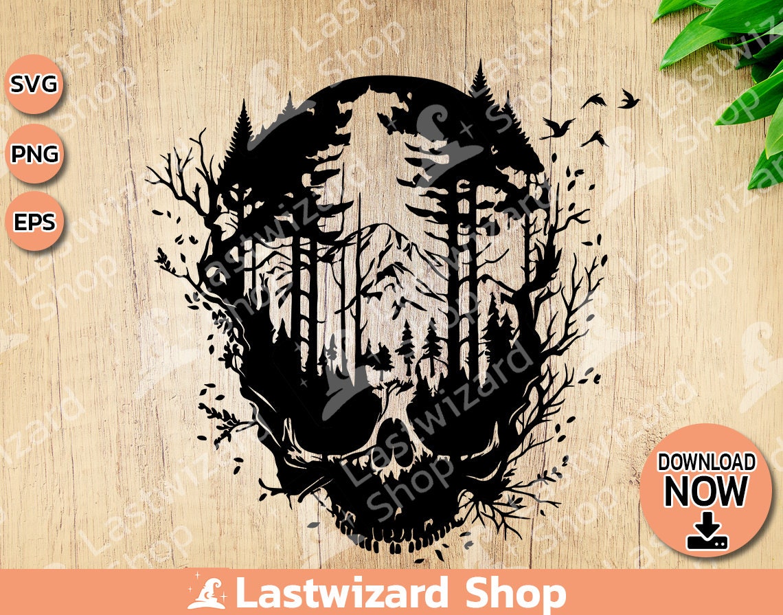 Cráneo con bosque svg cementerio svg tumba svg cementerio - Etsy México