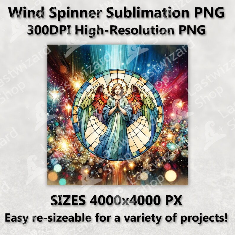 Angel Stained Glass Wind Spinner: Sublimation Template (digital ...