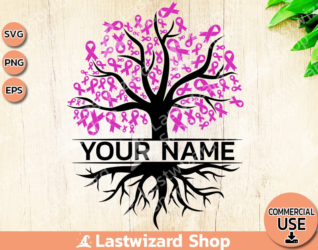 Breast Cancer Tree Monogram Svg, Cancer Awareness Svg, Pink Ribbon Svg ...
