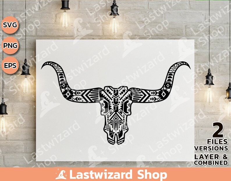 Cow Skull With Aztec Pattern Svg Farm Svg Bull Skull Cowboy - Etsy