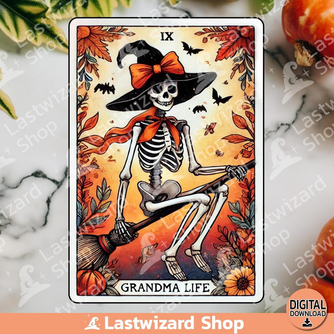 Grandma Life Tarot Card PNG, Witch Grandma Sublimation Design ...
