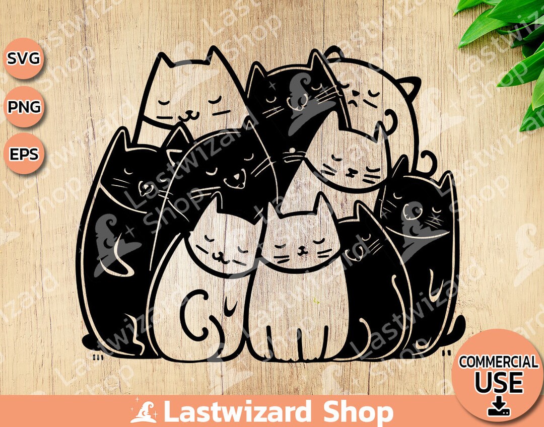 Many Black Cats and White Cats Hug SVG PNG File, Cat Mama for T Shirt ...