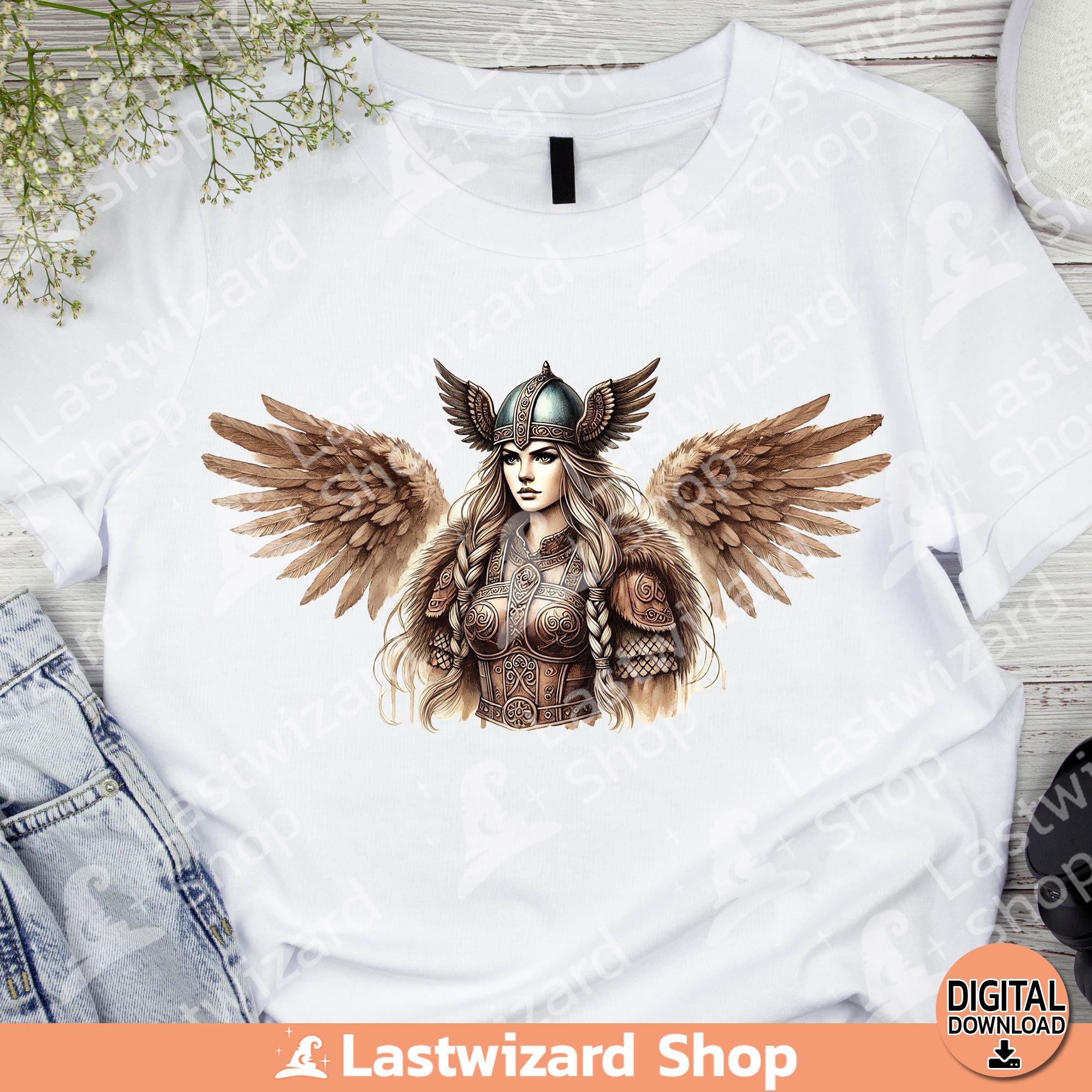 Watercolor Valkyrie Warrior Woman PNG: Norse Clipart (digital Download ...