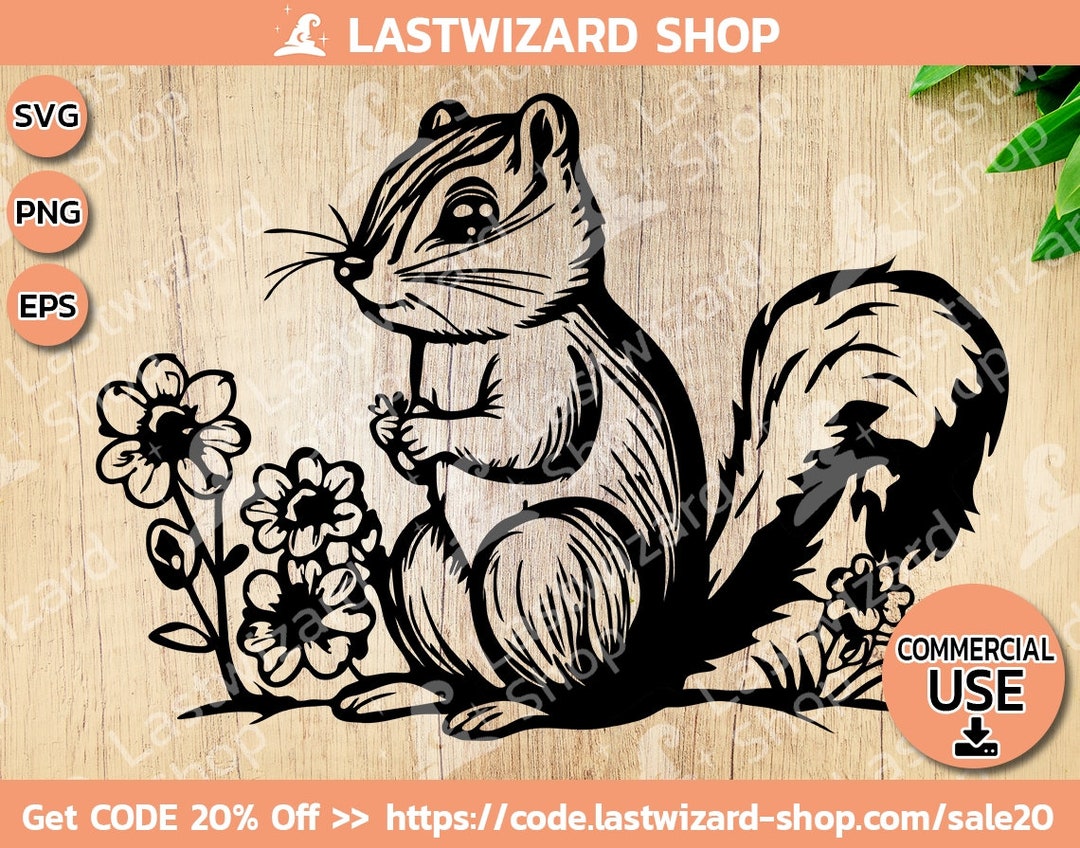 Chipmunk With Flower Svg Squirrel Svg Rodent Svg Vinyl - Etsy