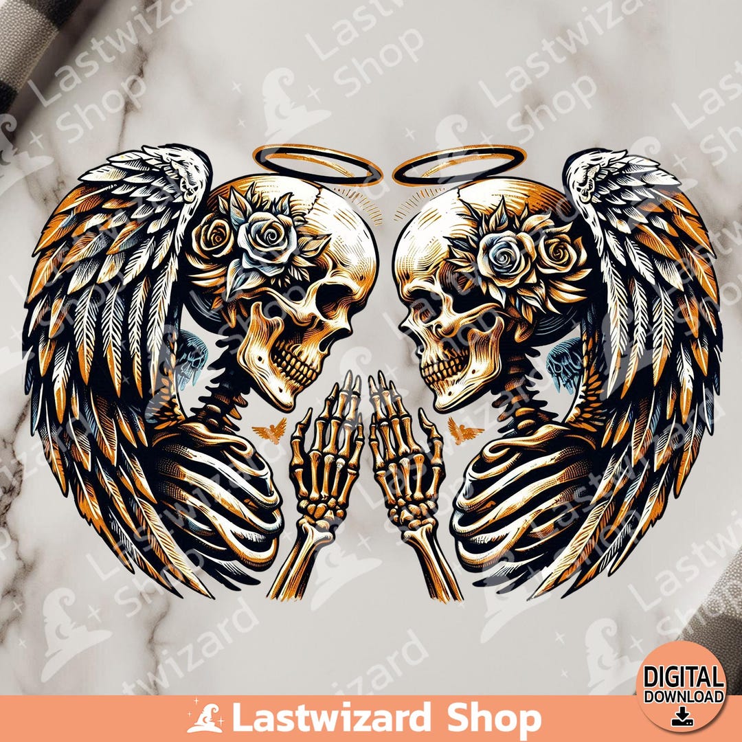 Skull Wings PNG: Watercolor Angel Devil Clipart (digital Download) - Etsy