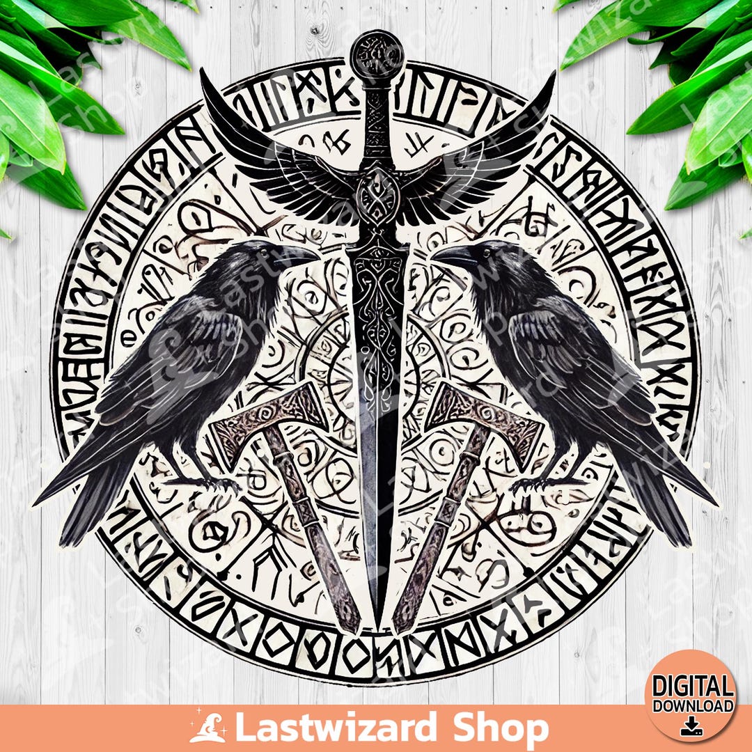 Viking Spear Ravens PNG, Odin's Gungnir Nordic Sublimation, Ancient ...