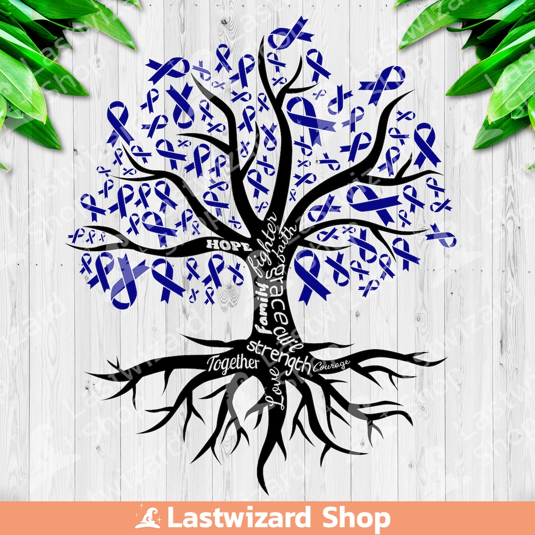 ALS Awareness Tree Svg, ALS Disease Awareness Svg, Dark Blue Ribbon Svg ...