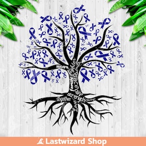 ALS Awareness Tree Svg, ALS Disease Awareness Svg, Dark Blue Ribbon Svg ...