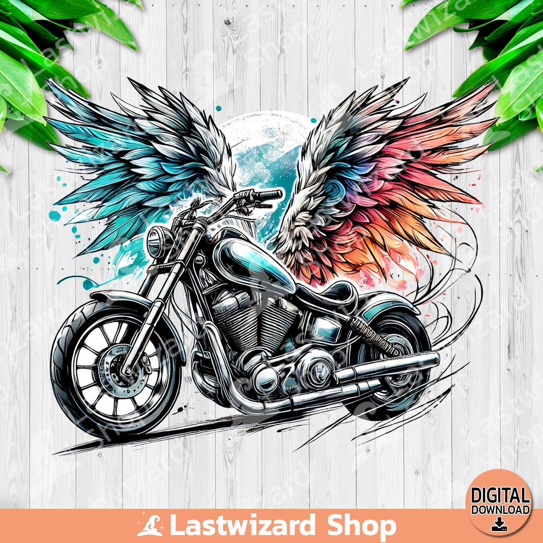 Motorcycle With Angel Wings PNG, Father Biker Sublimation Design ...