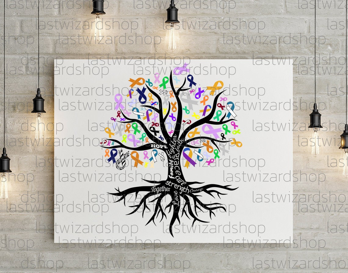 All Cancer Tree Svg Cancer Awareness Svg Colorful Ribbon - Etsy