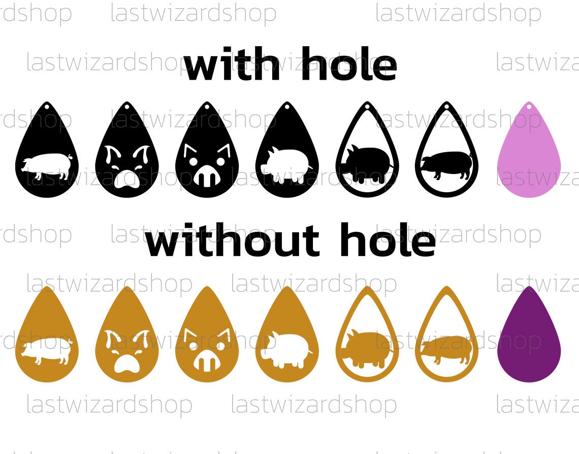 Pig Earrings Svg Stacked Earring Svg Faux Leather Earrings - Etsy