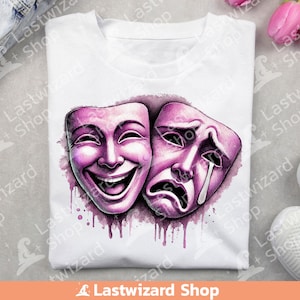Laughing Crying Theater Face Mask PNG, Clown Mask Sublimation Design ...