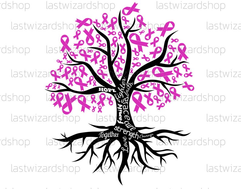 Breast Cancer Tree Svg Cancer Awareness Svg Pink Ribbon Svg | Etsy Canada