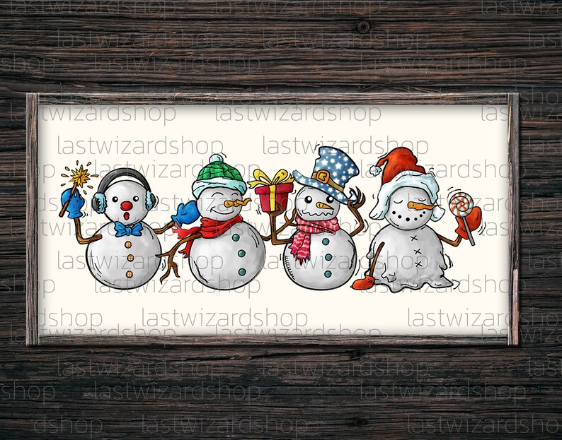 Snomies Png Cute Snowman Png Four Snowman Png Let It Snow | Etsy