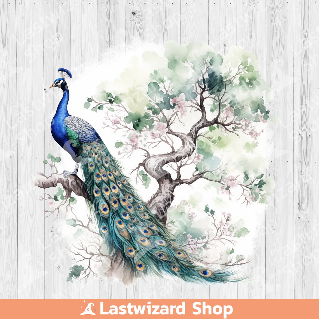 Peacock With Tree Png Sublimation, Symbol of Eternal Life Jpg, Peacock ...