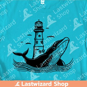 Lighthouse and Whale With Sea Svg Png, Freedom Svg, Dream Svg, Nautical ...
