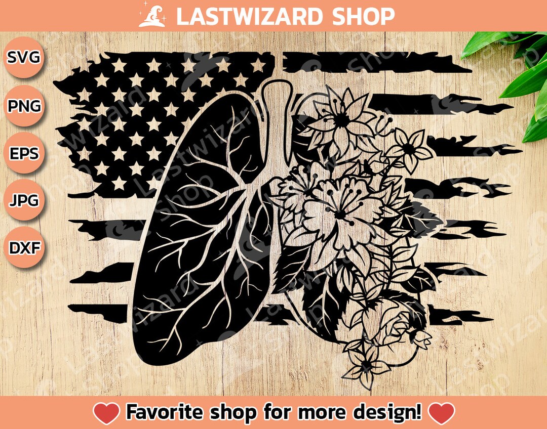 Floral Lungs With Usa Flag Svg, Human Lung, Human Anatomy Respiratory ...