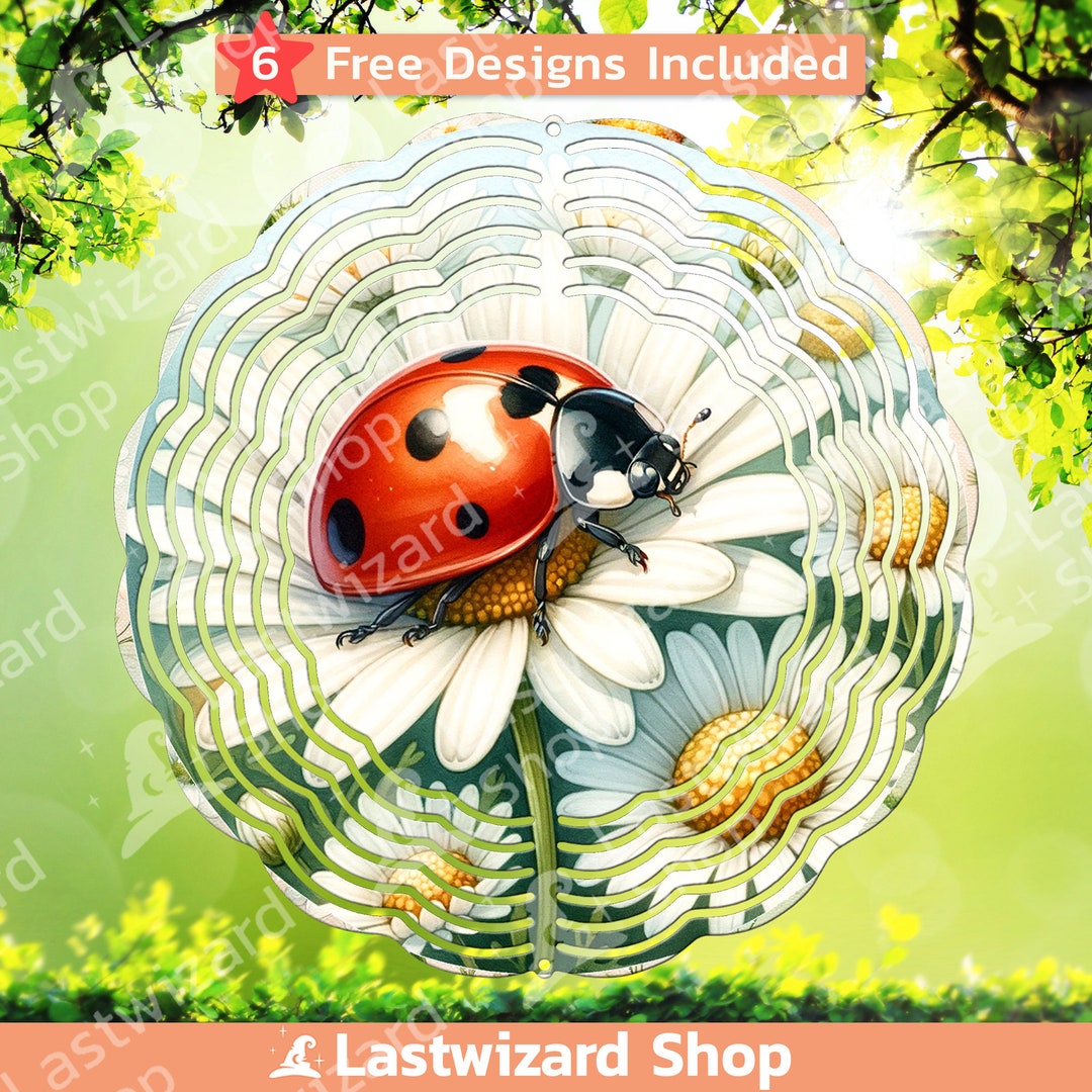 Ladybug Daisies Wind Spinner Sublimation Design (digital Download) - Etsy