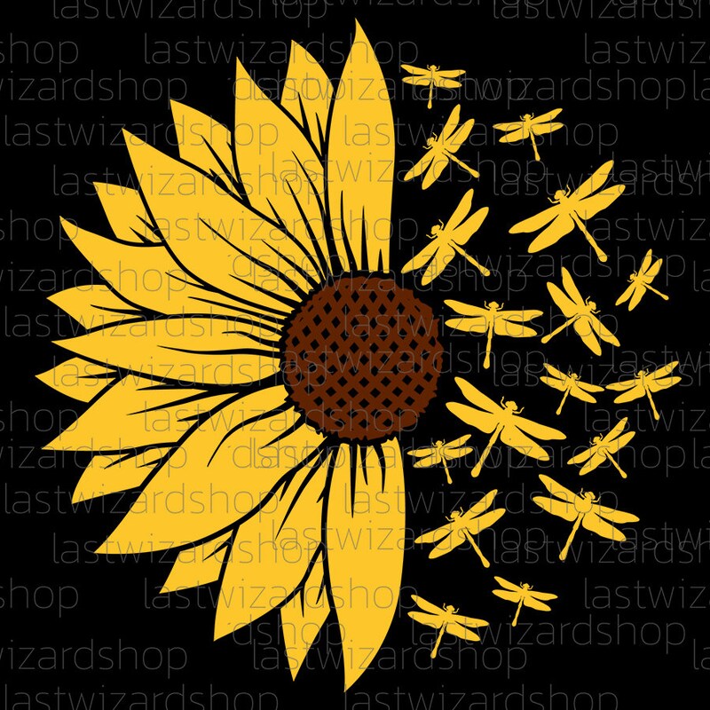 Sunflower With Dragonfly Svg - Etsy