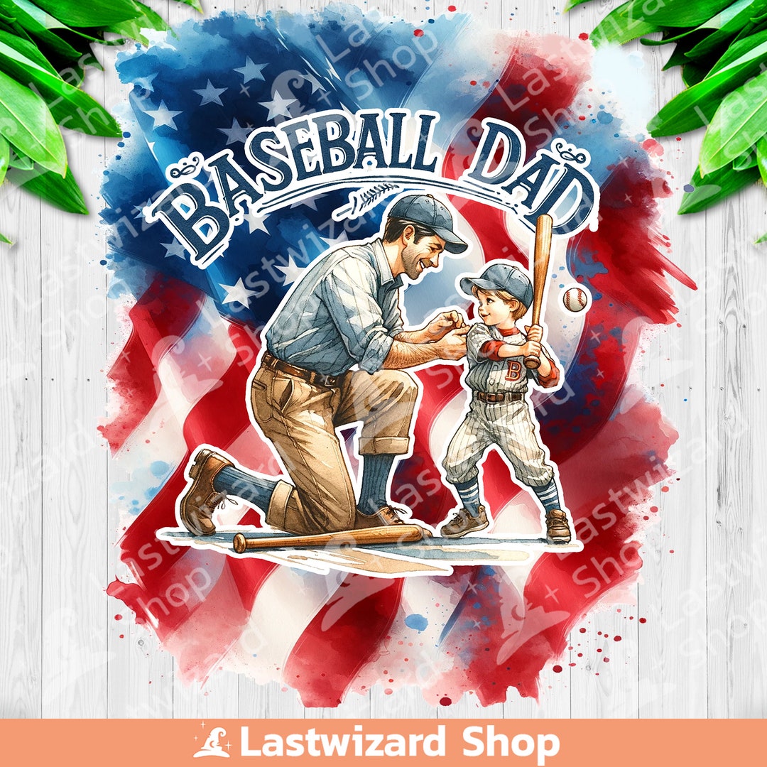 Baseball Dad American Flag PNG: 4th of July Sublimation Design (digital ...