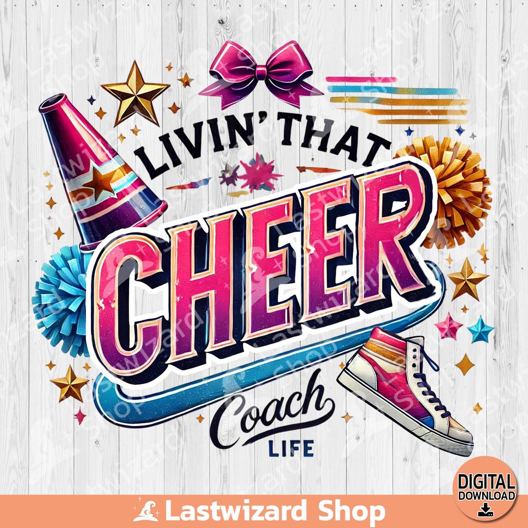 Cheer Coach Life PNG: Watercolor Sublimation Design (digital Download ...